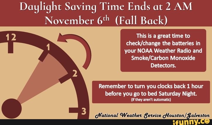 Daylight Saving Time Ends at 2 AM November (Fall Back) This is a great ...
