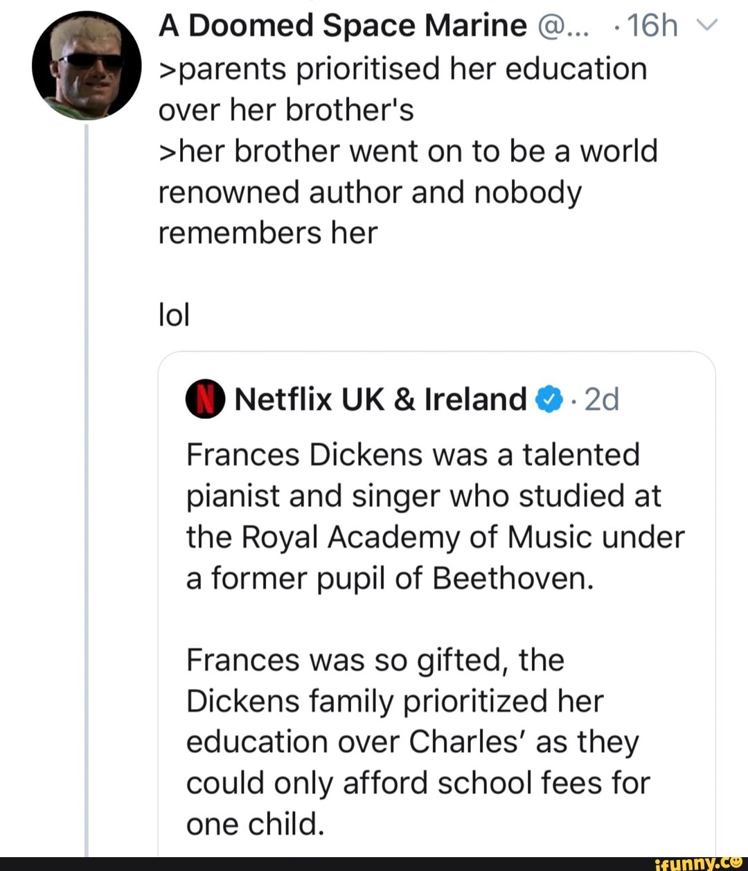 A Doomed Space Marine >parents prioritised her education over her ...