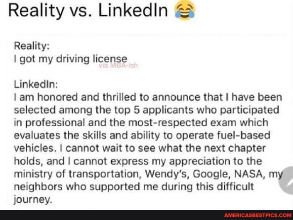 (Via @mba_ish) #linkedin - Reality vs. LinkedIn & Reality: I got my ...