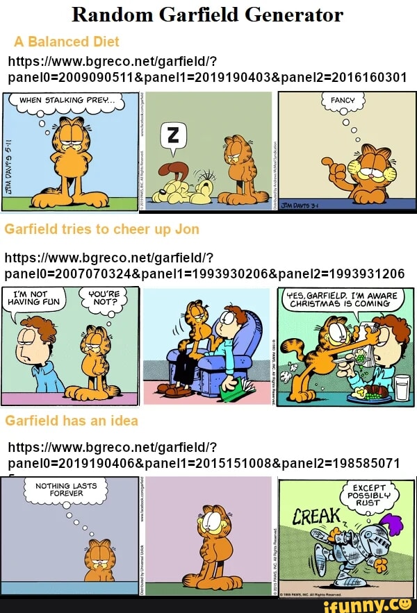 Random Garfield Generator A Balanced Diet panel2s20 Garfield tries to ...