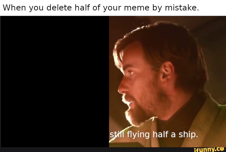 When you delete half of your meme by mistake. í flying half a ship ...