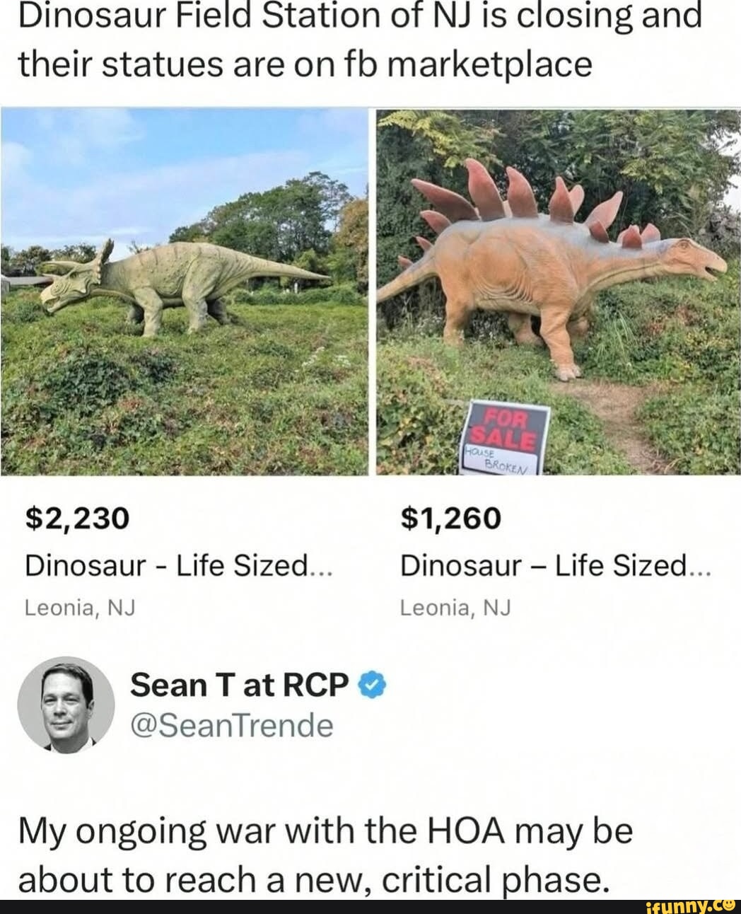 Dinosaur Field Station of NJ Is closing and their statues are on fb ...