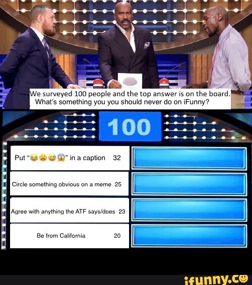 We surveyed 100 people and the top answer is on the board. What's ...