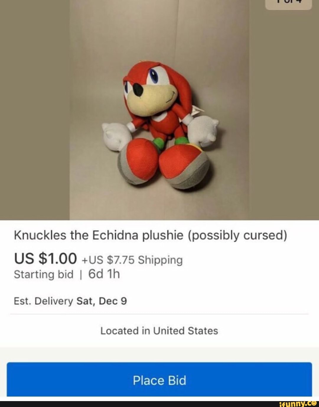 Knuckles the Echidna plushie (possibly cursed) US $1.00 +US $7.75 ...