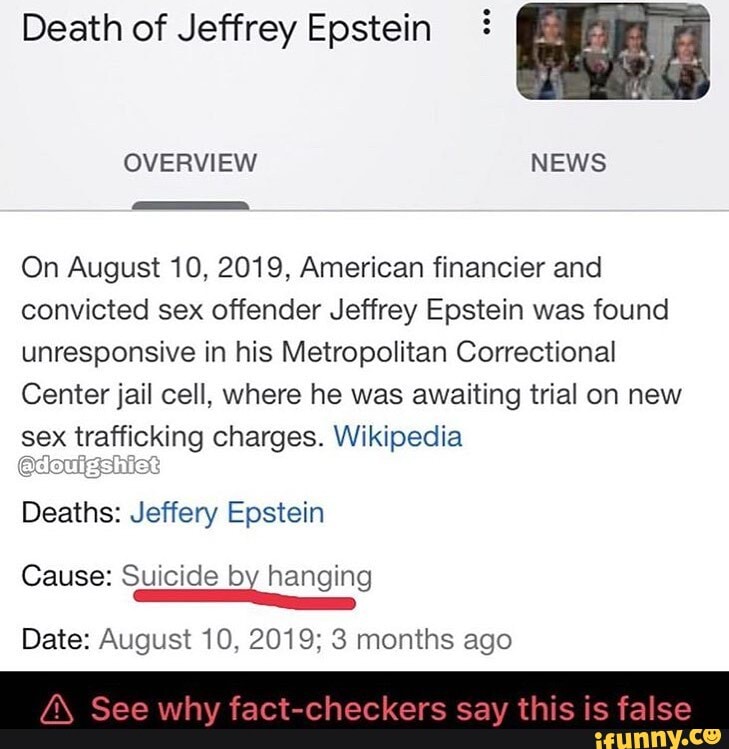 Death of Jeffrey Epstein On August 10, 2019, American financier and ...