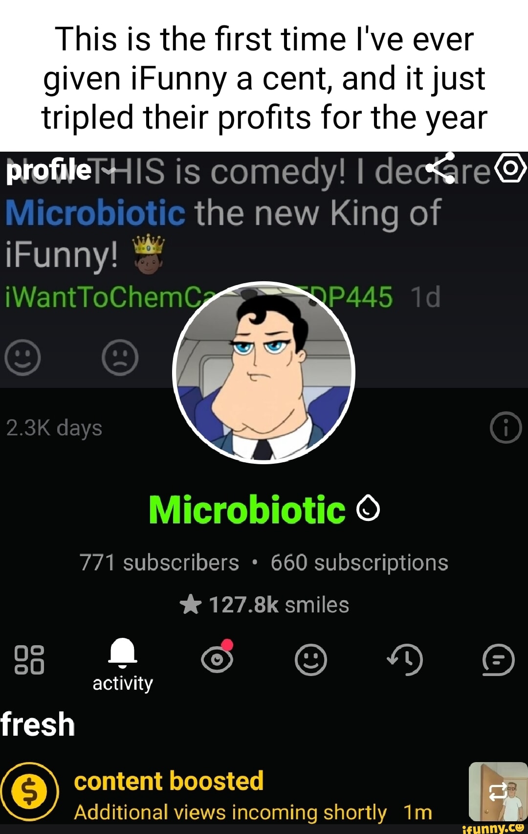 This is the first time I've ever given iFunny a cent, and it just ...