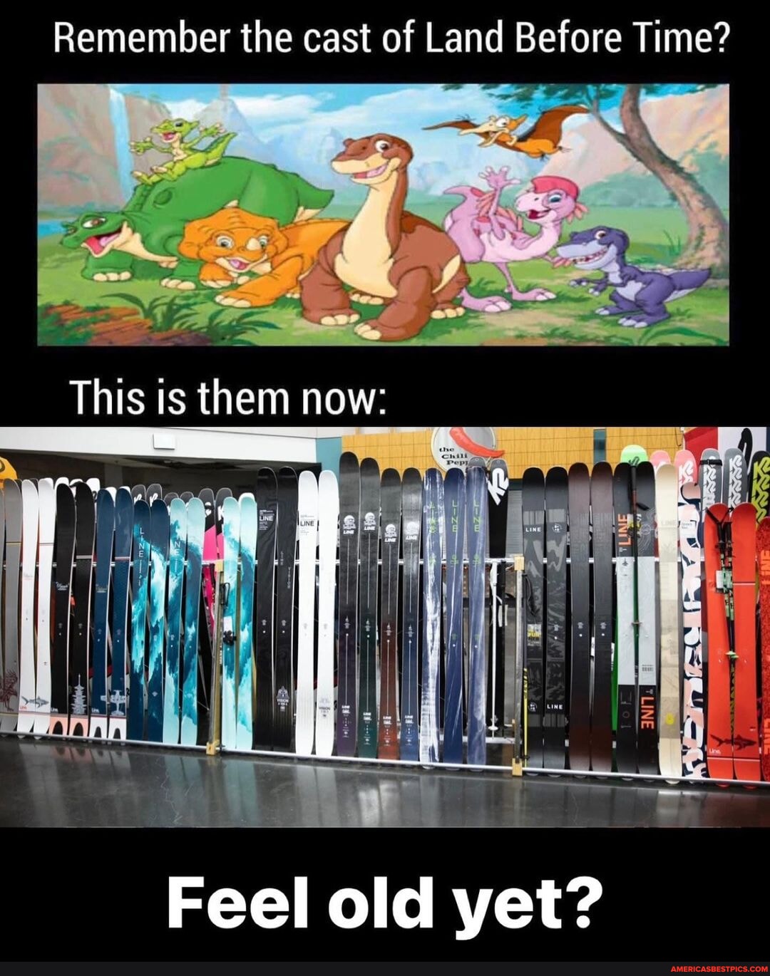 🦖🦕☄️💀☠️🔜⛷️🎿🏂 - Remember the cast of Land Before Time? This is them now ...