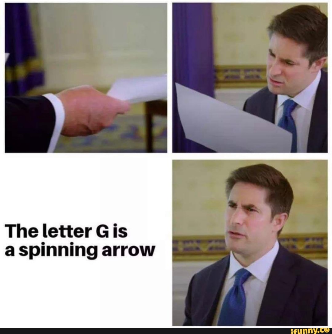 Tine letter G spinning arrow - iFunny