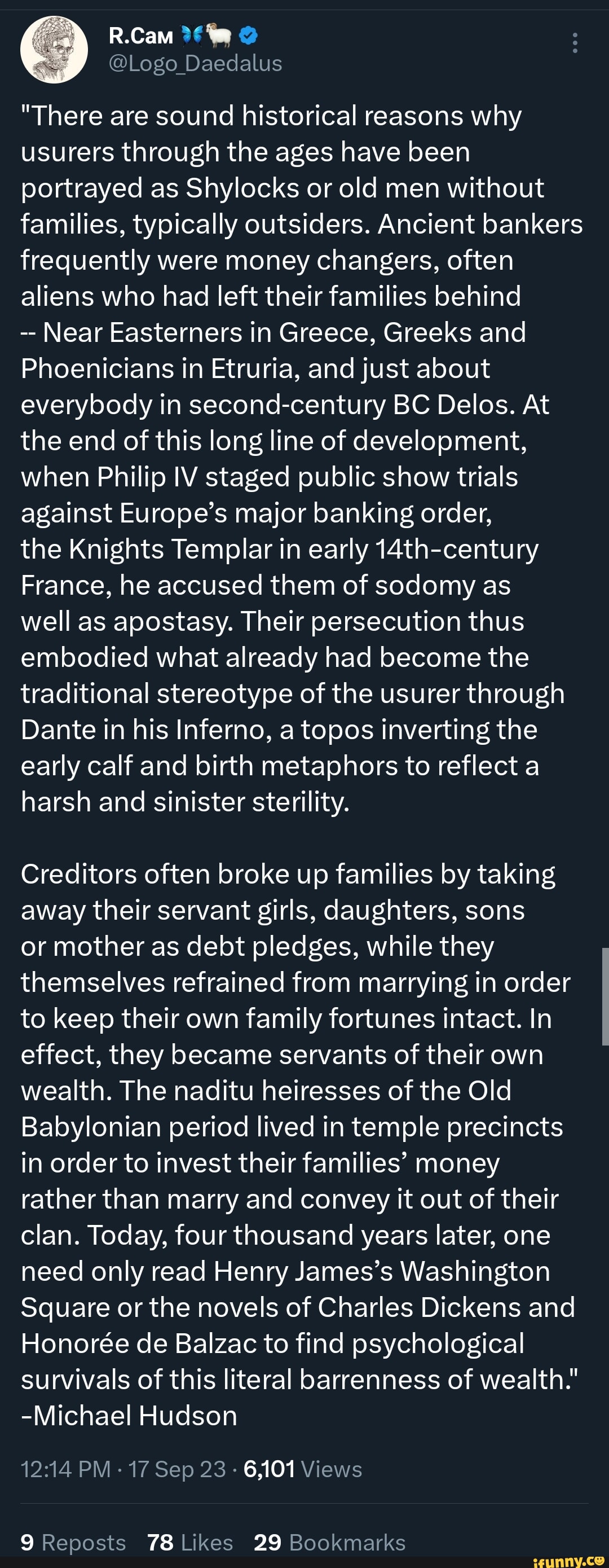 R.Cam @Logo Daedalus "There are sound historical reasons why usurers ...