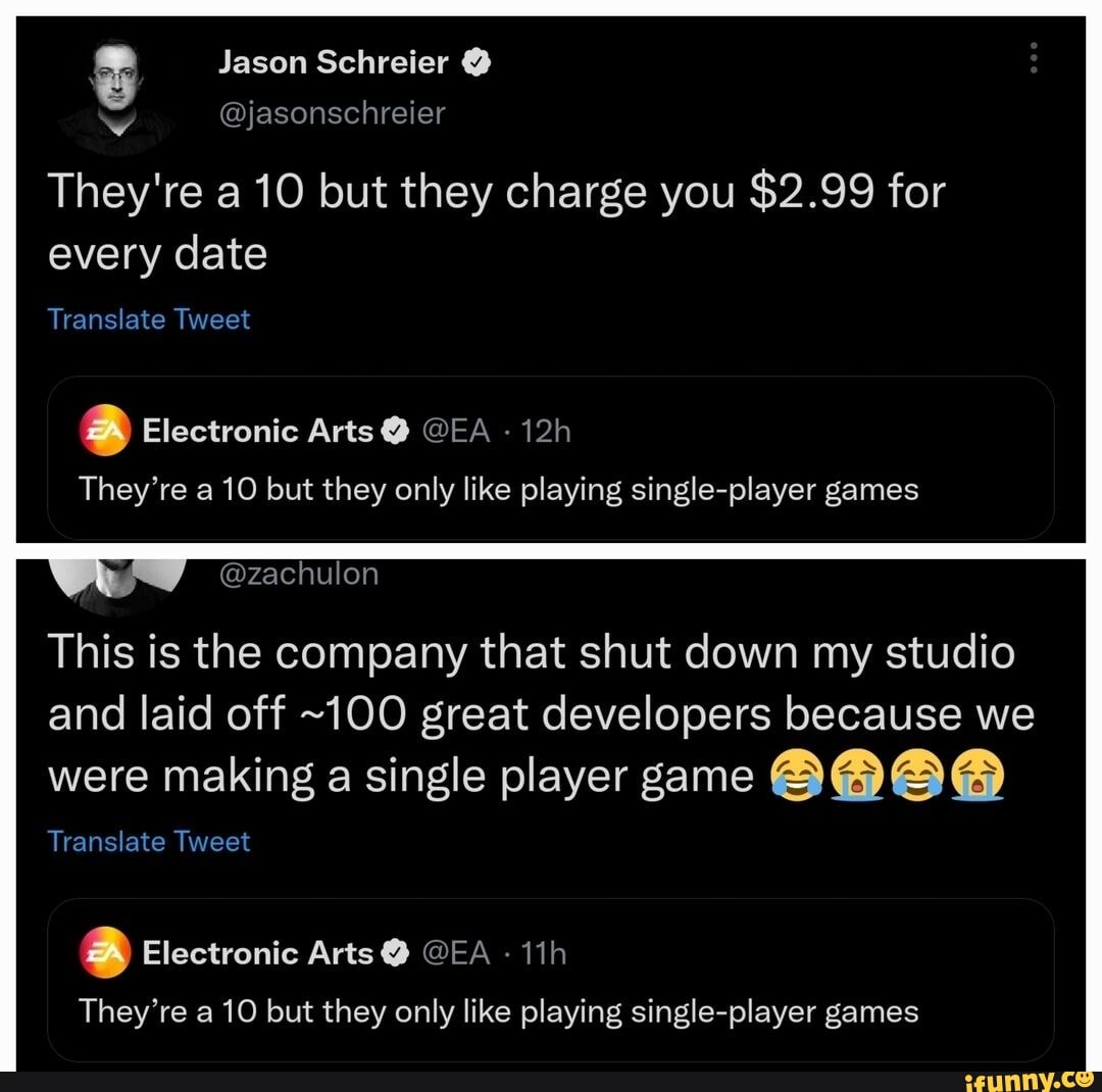 Jason Schreier @ @jasonschreier They're a 10 but they charge you $2.99 ...