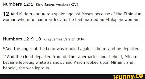 Numbers King James Version (KJV) 12 And Miriam and Aaron spake against ...