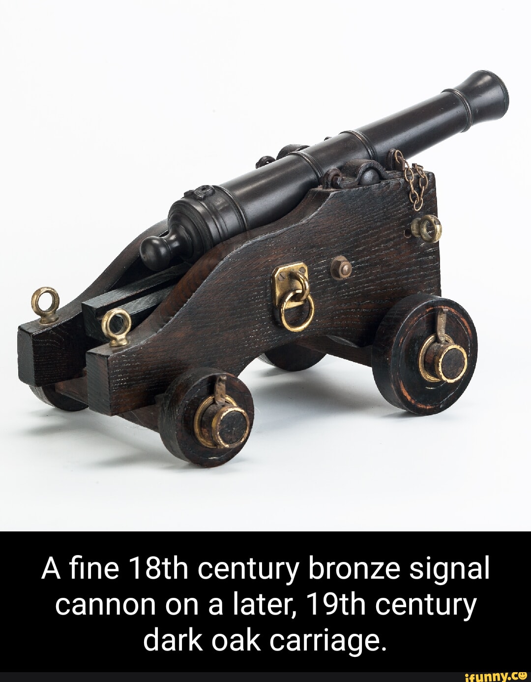 A fine 18th century bronze signal cannon on a later, 19th century dark ...