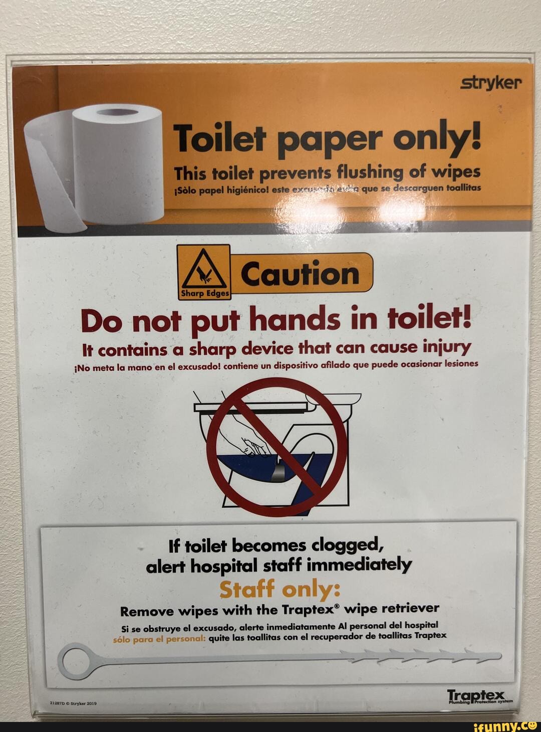 Stryker Toilet paper only! This toilet prevents flushing of wipes ol ...