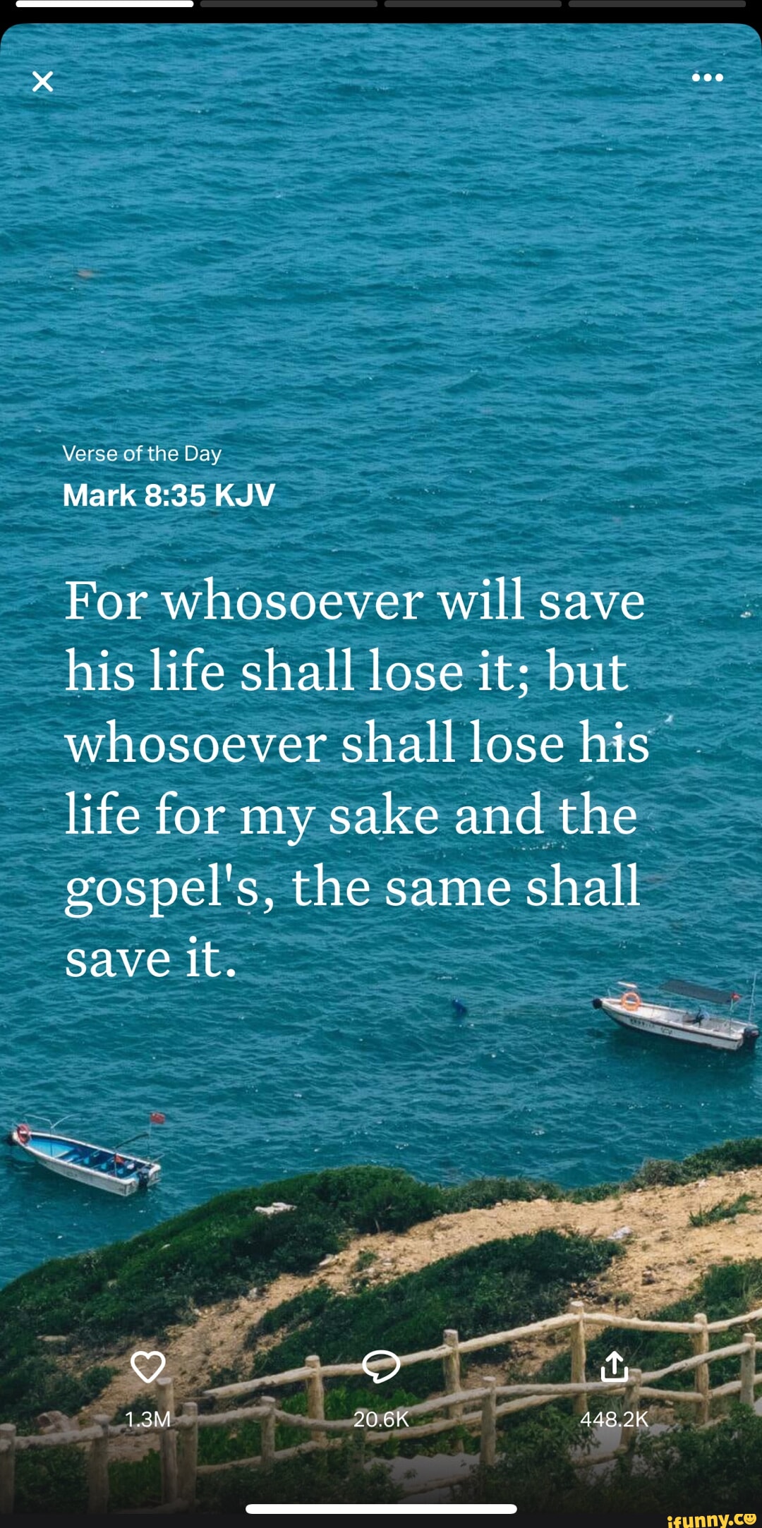 Verse of the Day Mark KJV For whosoever will save his life shall lose ...