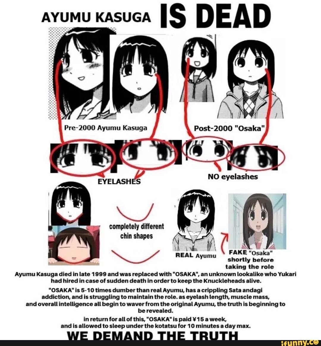 AYUMU KASUGA IS DEAD completely different chin shapes REAL "Osaka ...