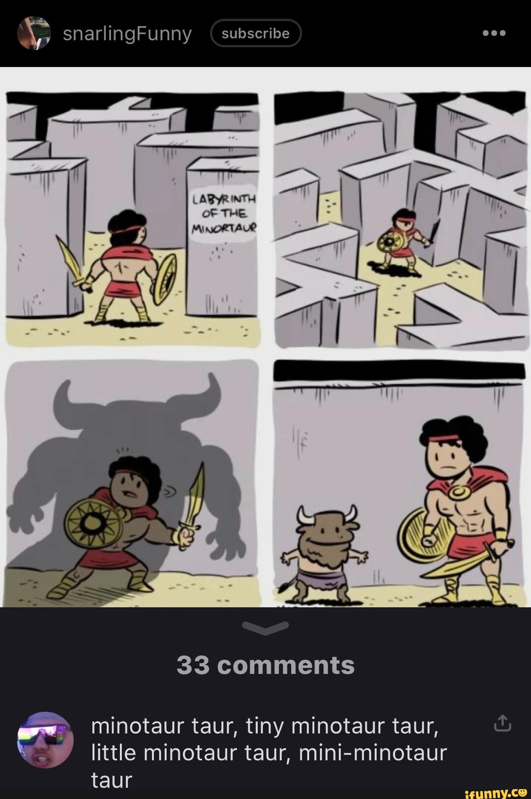 SnarlingFunny (subscribe AN 33 comments minotaur taur, tiny minotaur ...