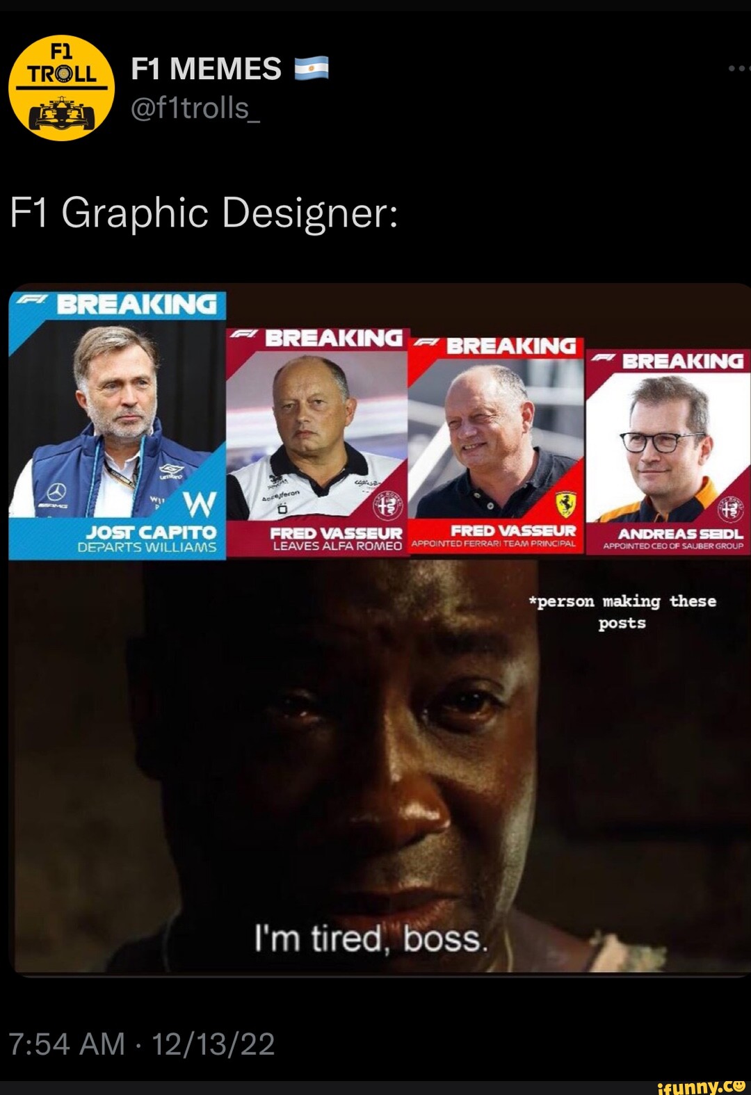 MEMES @fittrolls_ Graphic Designer: FRED VASSEUR FRED LEAVES ALFA ROMEO ...