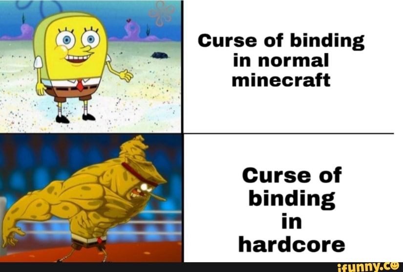 Curse of binding in normal minecraft Curse of binding in hardcore - iFunny