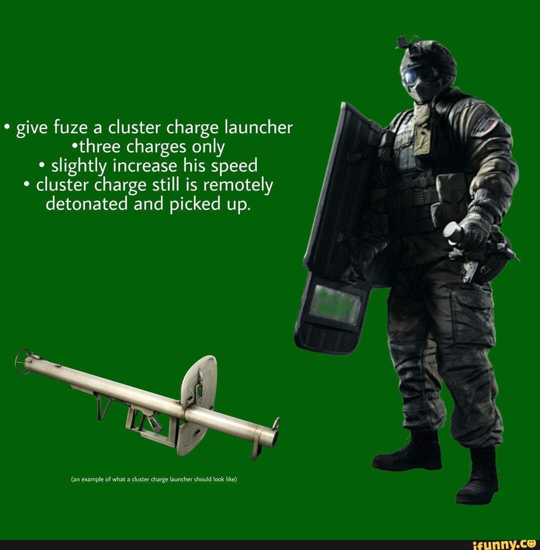 Give fuze a cluster charge launcher "three charges only slightly ...