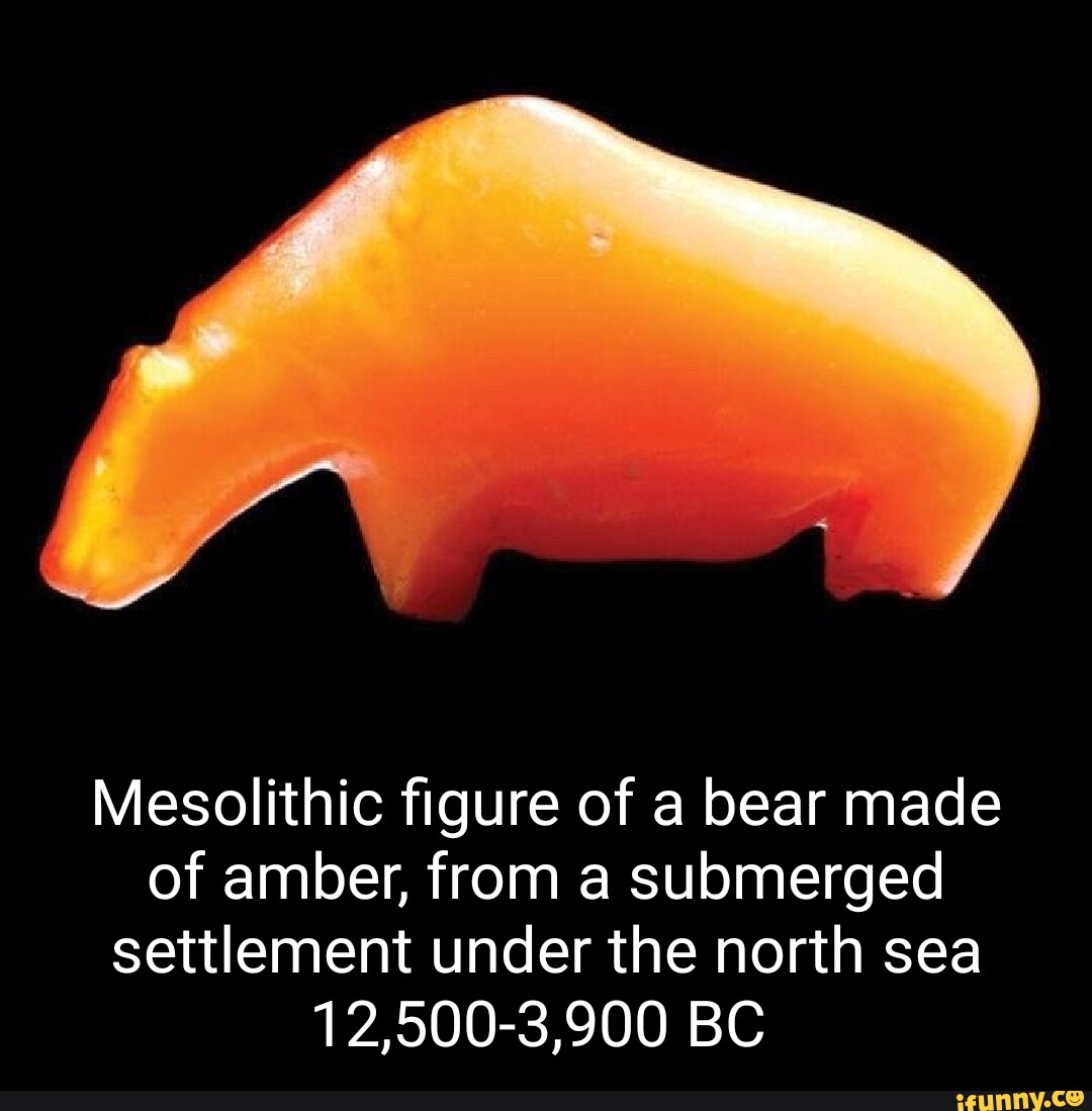 Mesolithic figure of a bear made of amber, from a submerged settlement ...