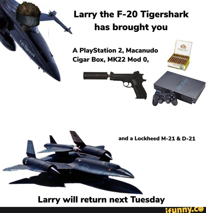 Larry the F-20 Tigershark has brought you A PlayStation 2, Macanudo ...