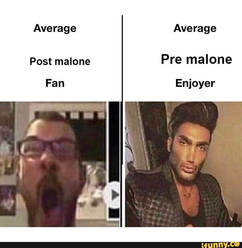 Average Average Post malone Pre malone Fan Enjoyer - iFunny