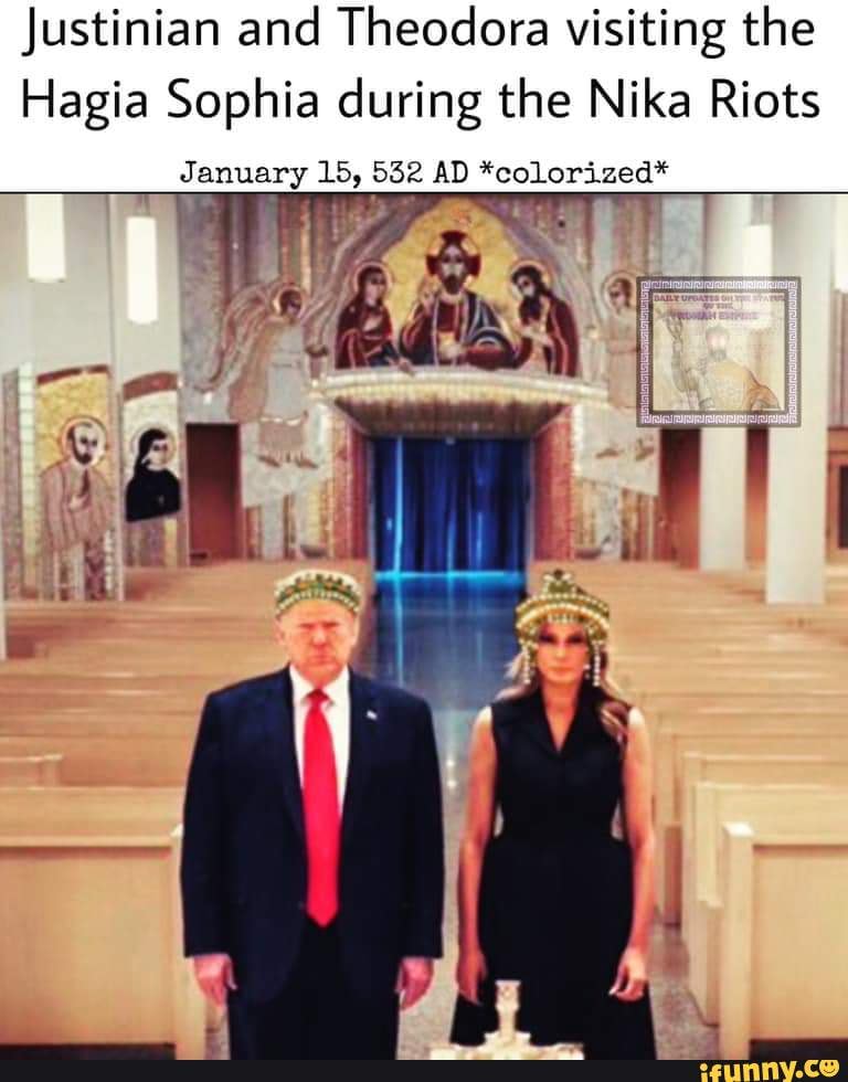 Justinian and Theodora visiting the Hagia Sophia during the Nika Riots ...