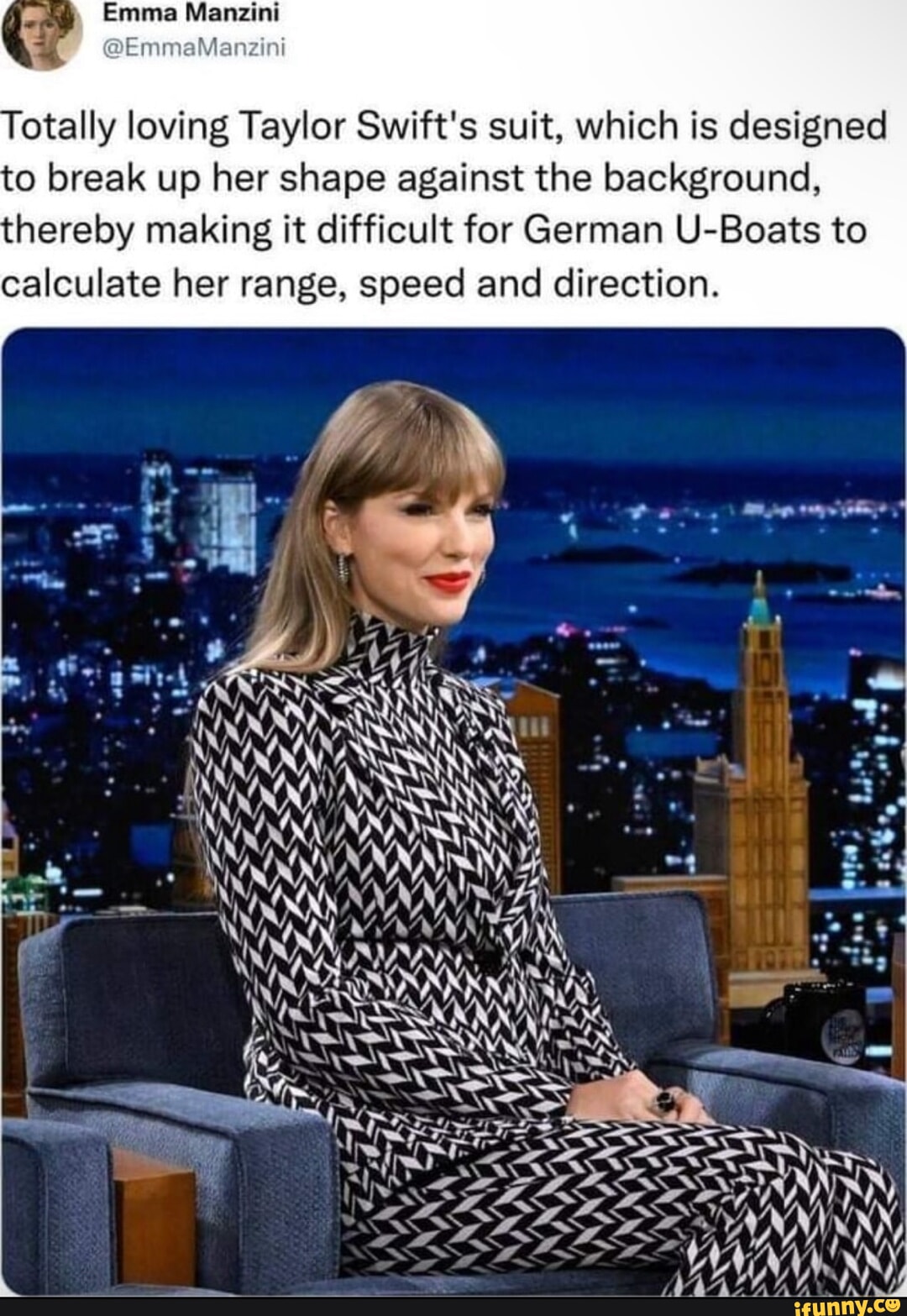 Emma Manzini Totally loving Taylor Swift's suit, which is designed to ...