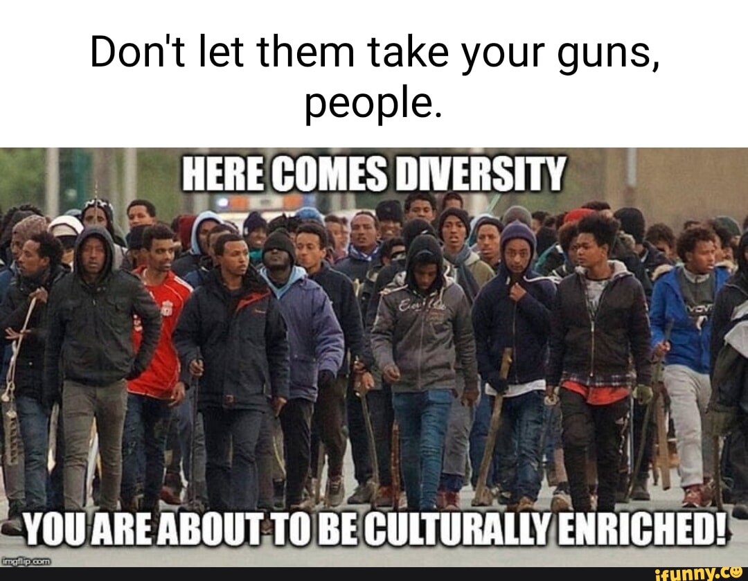 Don't let them take your guns, people. HERE COMES DIVERSITY YOU ARE ...