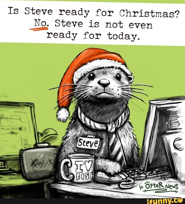 Is Steve ready for Christmas? No. Steve is not even ready for today ...