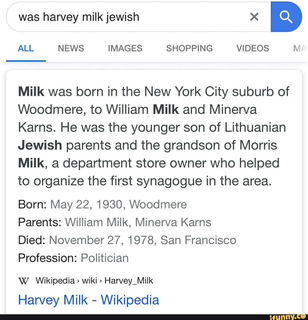 ALL NEWS IMAGES SHOPPING VIDEOS MV Milk was born in the New York City ...