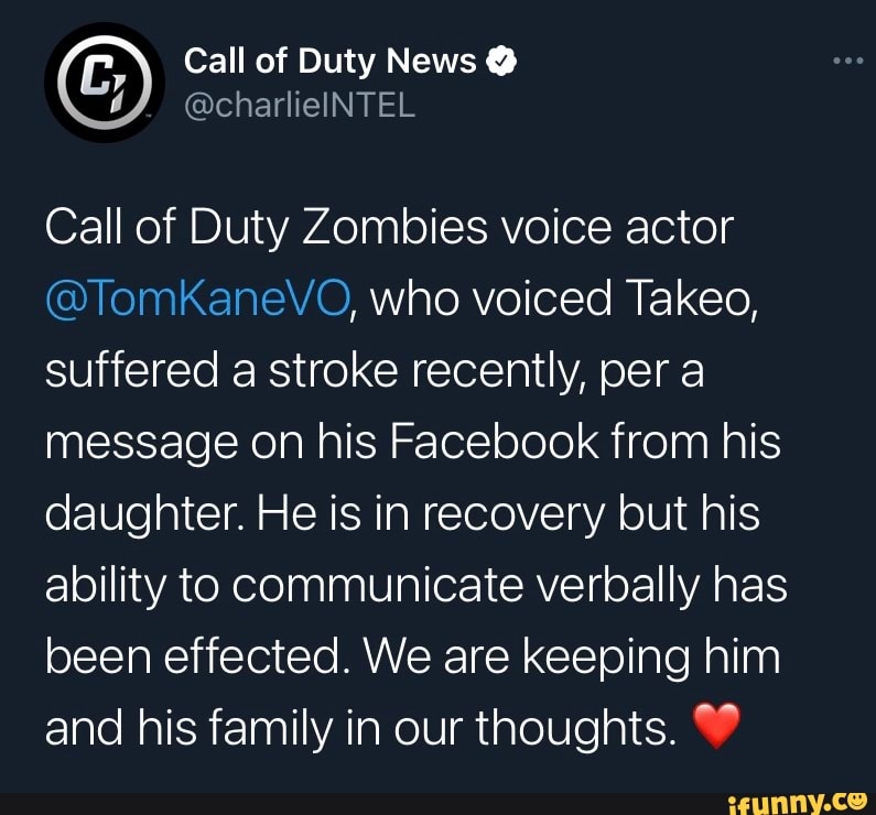 Call of Duty News @ Call of Duty Zombies voice actor @lomKaneVO, who ...