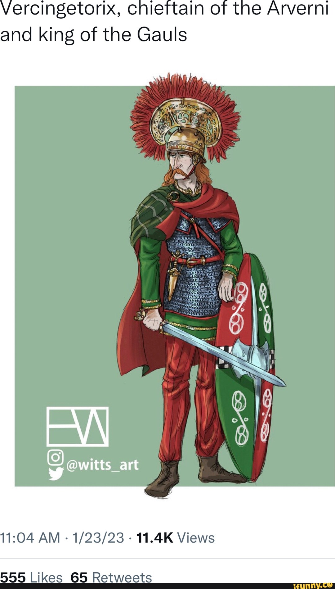 Vercingetorx, chieftain or the Arverni and king of the Gauls art @witts ...