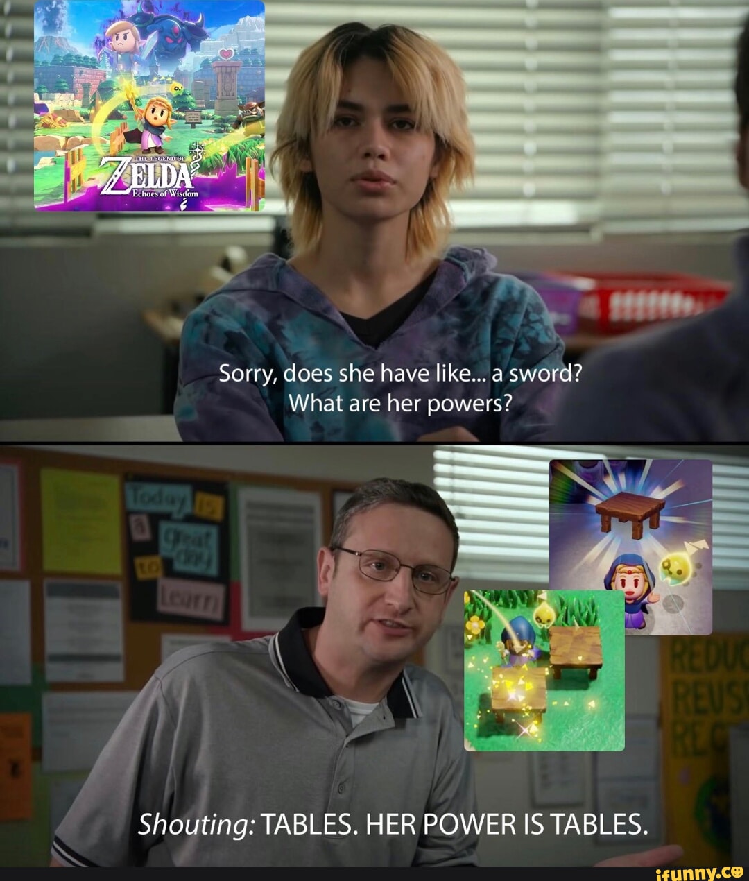 Sorry, does she have like... a sword? What are her powers? Shouting ...