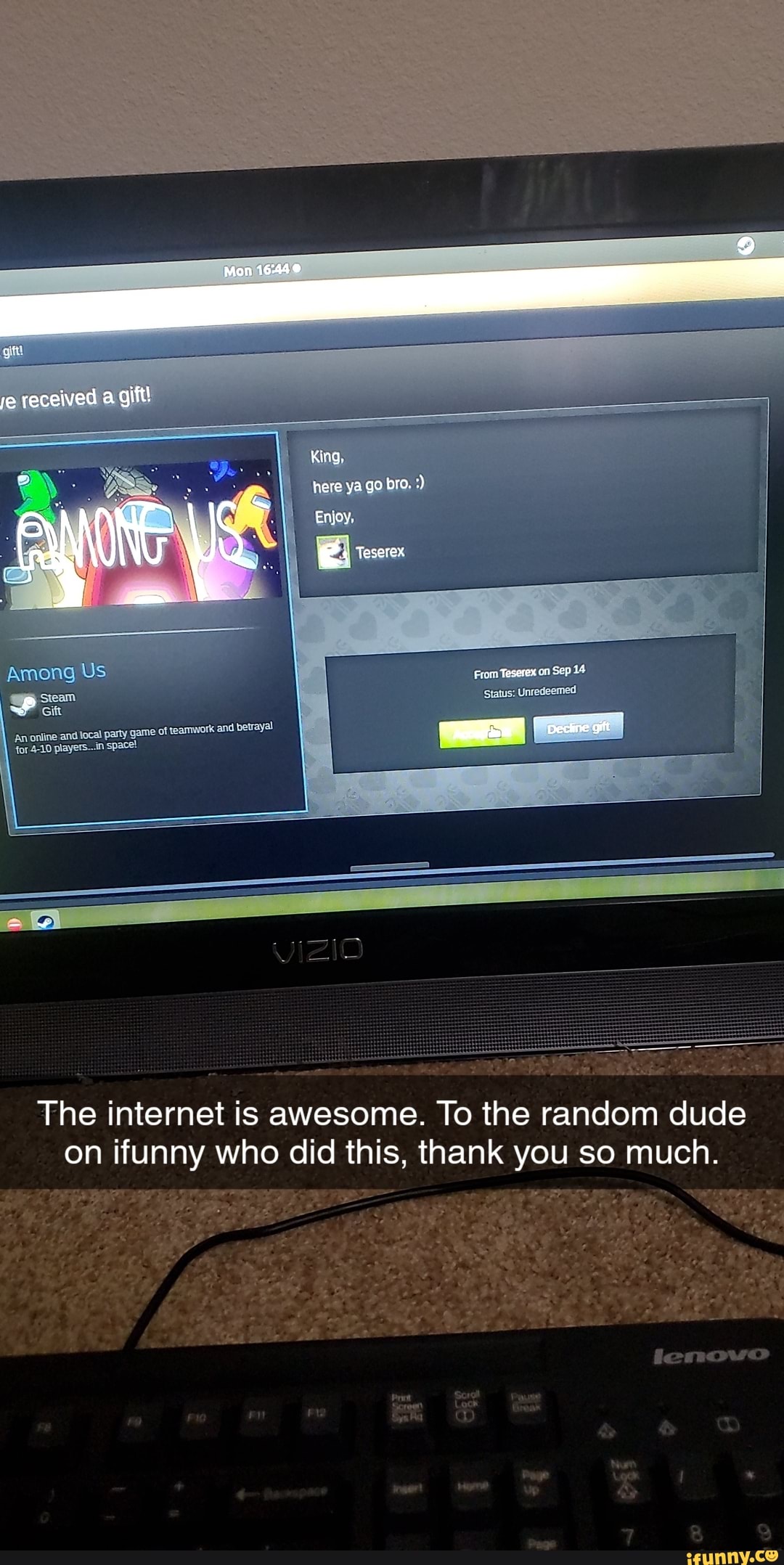 Received a gift! Among Us 'Steam for ne an and Kina, here ya go bro ...