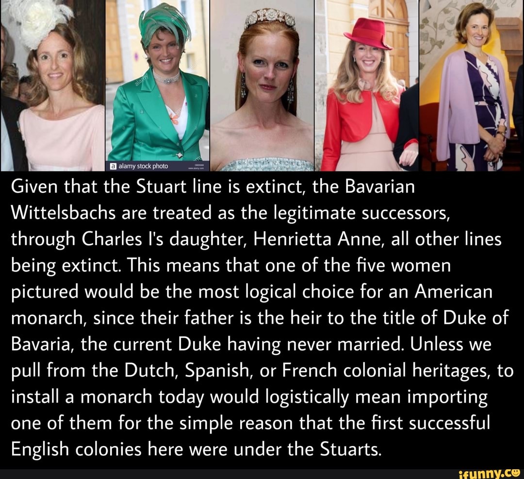 Given that the Stuart line is extinct, the Bavarian Wittelsbachs are ...