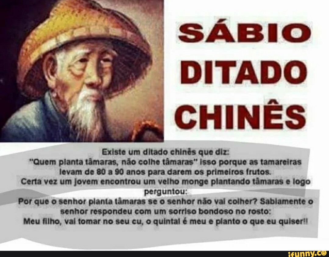 SÁBIO DITADO CHINÊS Existe um ditado chinês que diz: "Quem planta ...