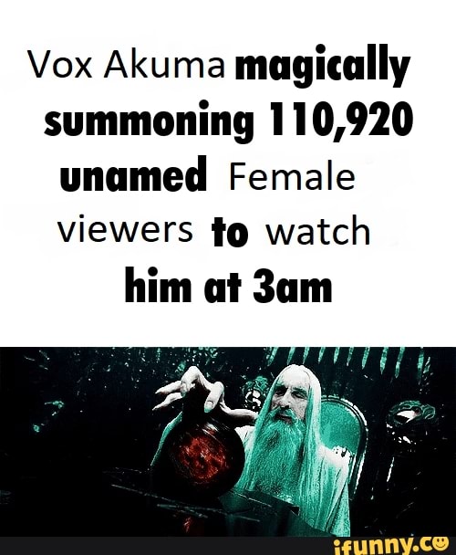 Vox Akuma magically summoning 110,920 unamed Female viewers to watch ...