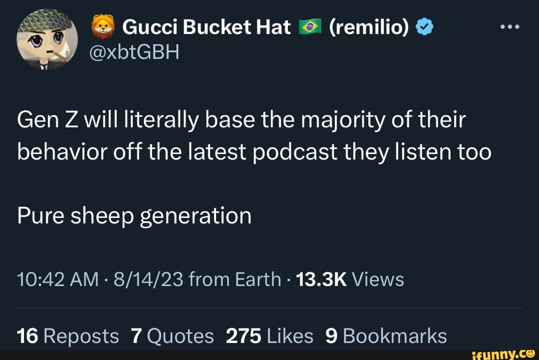 Gucci Bucket Hat (remilio) Gen Z will literally base the majority of ...