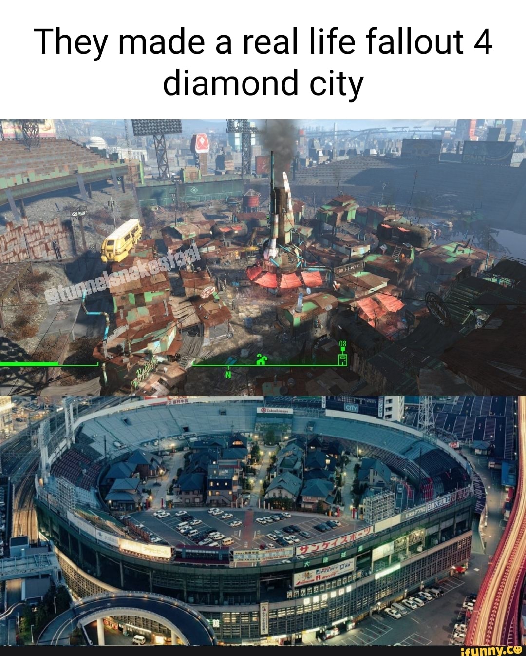 They made a real life fallout 4 diamond city - iFunny