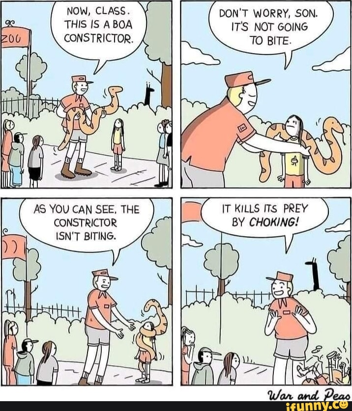 NOW, CLASS. DON'T WORRY, SON. THIS IS ABOA ITS NOT GOING CONSTRICTOR. I ...