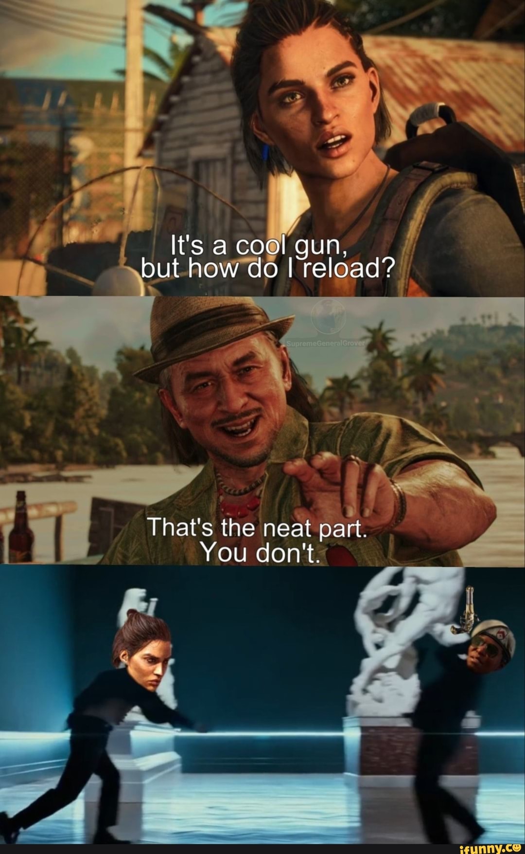 It's a cool gun but how do I reload? That's the neat part. You don't ...