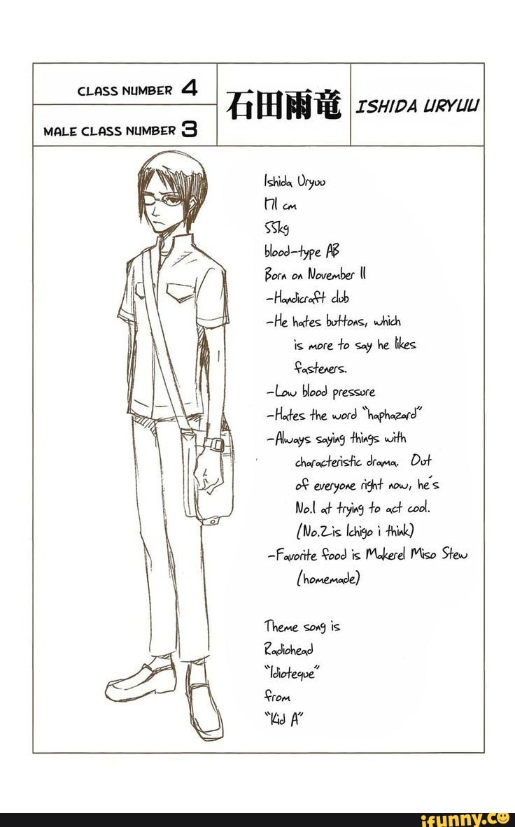 Class Number Male Class Number Aa Far I Rse104 Wevew Ishida Oryoo Ol Em Sskg Blod Type B Born