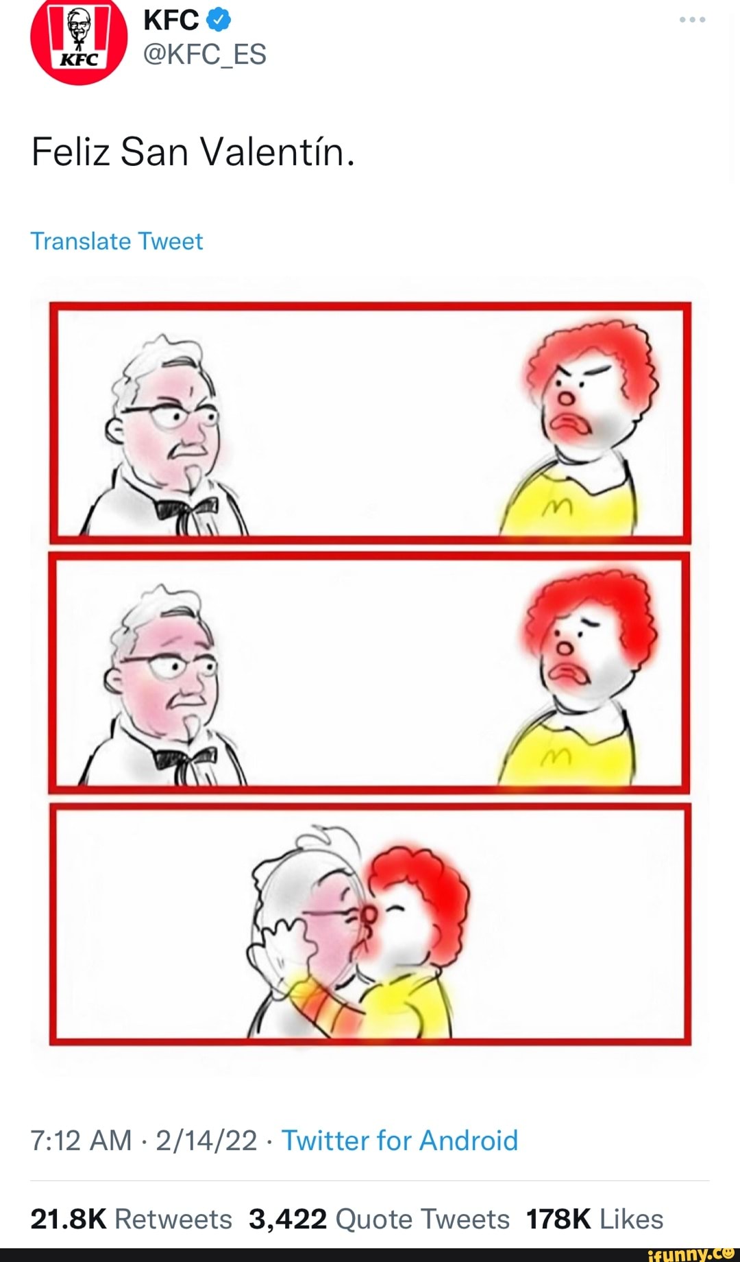 KFC @ Krc @KFC_ES Feliz San Valentin. Translate Tweet 7212 AM - Twitter ...