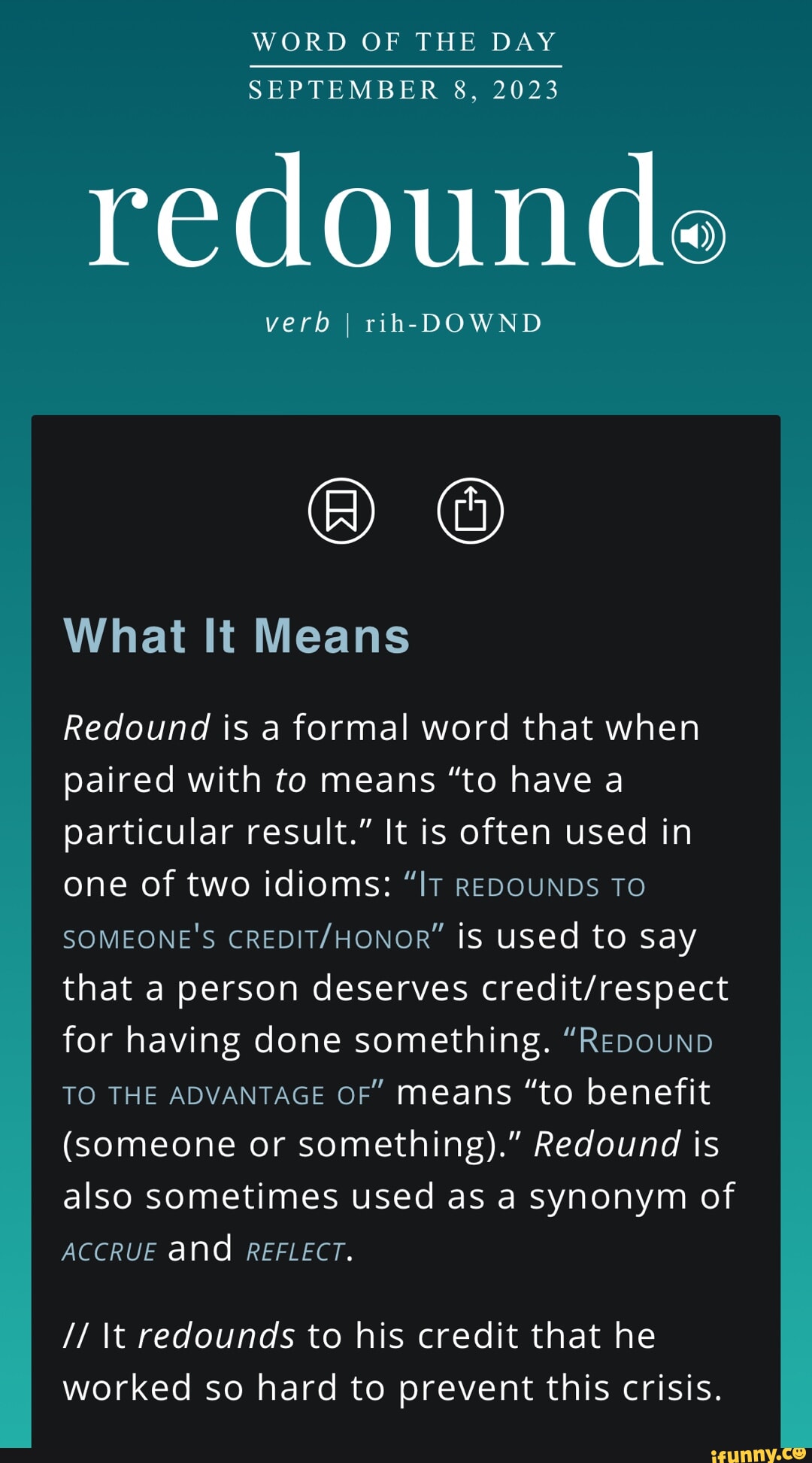 WORD OF THE DAY SEPTEMBER 8 2023 Redounde Verb I Rih DOWND What It word-of-the-day-september-8-2023-redounde-verb-i-rih-downd-what-it