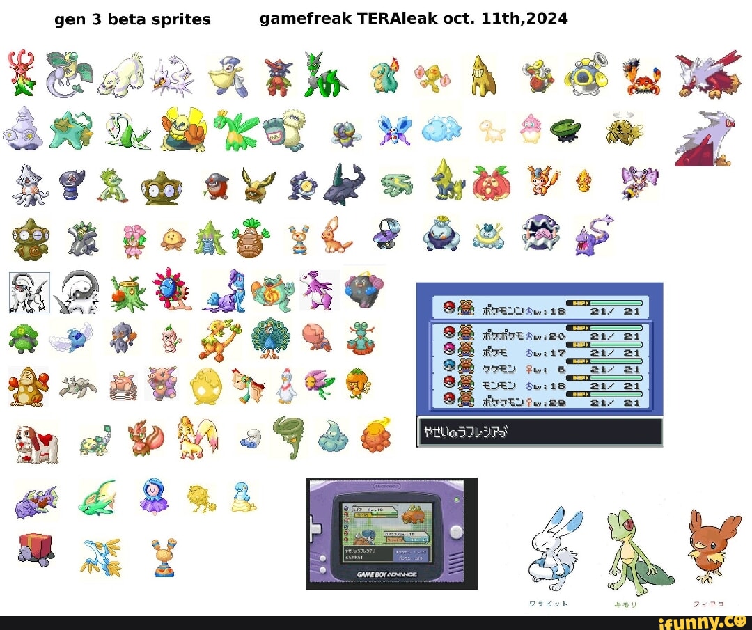 Gen 3 beta sprites gamefreak TERAleak oct. 11th,2024 AR SOA ve Oe ER MO ...