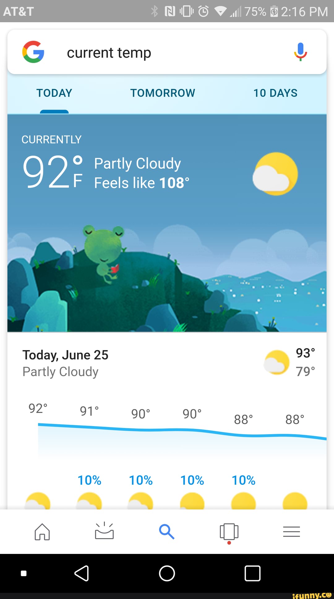 "Warm out today. Warm yesterday. Even warmer today." - 75% PM current ...