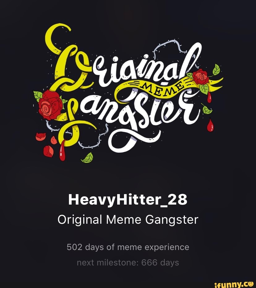 HeavyHitter_28 Original Meme Gangster 502 days of meme experience tm ...