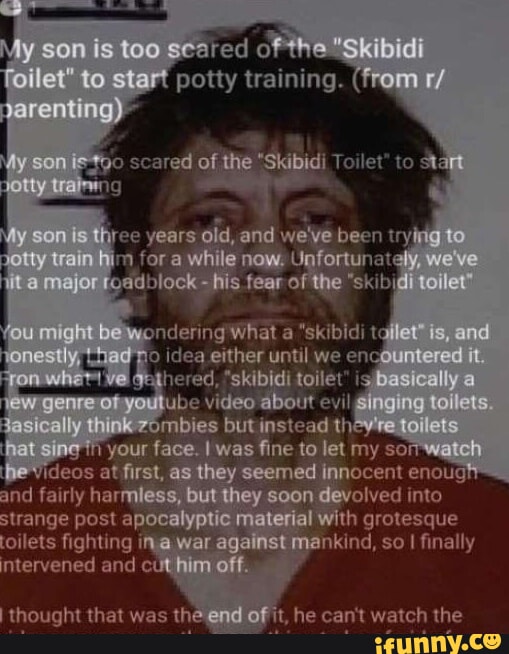 Son is too scared of the "Skibidi ollet" to start potty training. (from ...