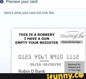 Freview your card Here's what your card wil look like THIS IS A ROBBERY ...